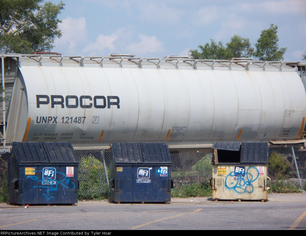 UNPX 121487 one of many procor cars stored on the Guelph Jct. railway